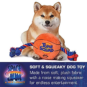 LOONEY TUNES Space Jam 2: Basketball Rope Pull Dog Toy | Fun and Cute Dog Toy Officially Licensed by Warner Bros Space Jam | Large Dogg Chew Toy, 12 in