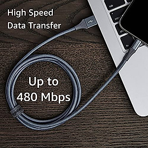 Amazon Basics USB-A to Lightning Charger Cable, Nylon Braided Cord, MFi Certified Charger for Apple iPhone 14 13 12 11 X Xs Pro, Pro Max, Plus, iPad, 10,000 Bend Lifespan, 6 Foot, Dark Gray