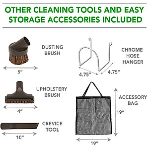 OVO AW Large and Powerful Central Vacuum System, Hybrid Filtration (with or Without Disposable Bags) 25L or 6.6 Gal, 700 Air watts and 40 ft Deluxe Accessory Kit Included, White and Silver