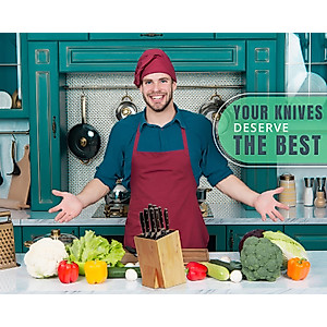 XL Large Universal Knife Block without Knives - Bamboo Countertop Knife Holder w/Removable Bristles - Convenient & Versatile for Any Knife Size