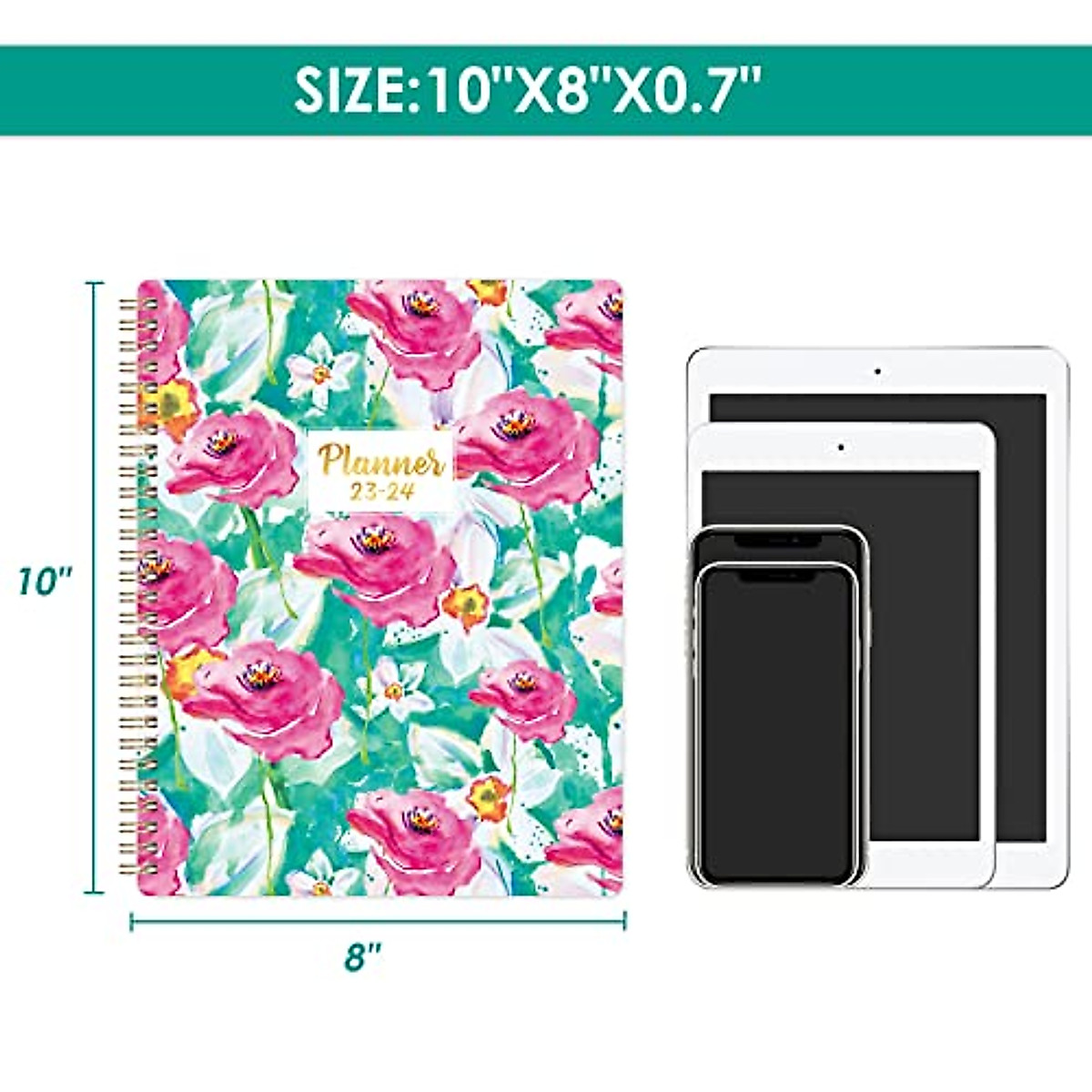 Planner 2023-2024 - July 2023-June 2024, Academic Planner 2023-2024, Weekly & Monthly Planner, 8" x 10", 2023-2024 Planner with Twin-Wire Binding, Thick Paper, Check Boxes, Printed Monthly Tabs,