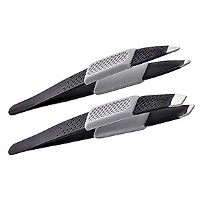 Barbasol Non Slip Stainless Steel Tweezer (2 Pack) - Slanted and Pointed