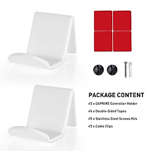 OAPRIRE Universal Controller Stand Holder 2 Pack for XBOX ONE PS4 PS5 SWITCH, Controller Wall Mount Gaming Accessories with Cable Clips&Anti-Slip Pads (White)