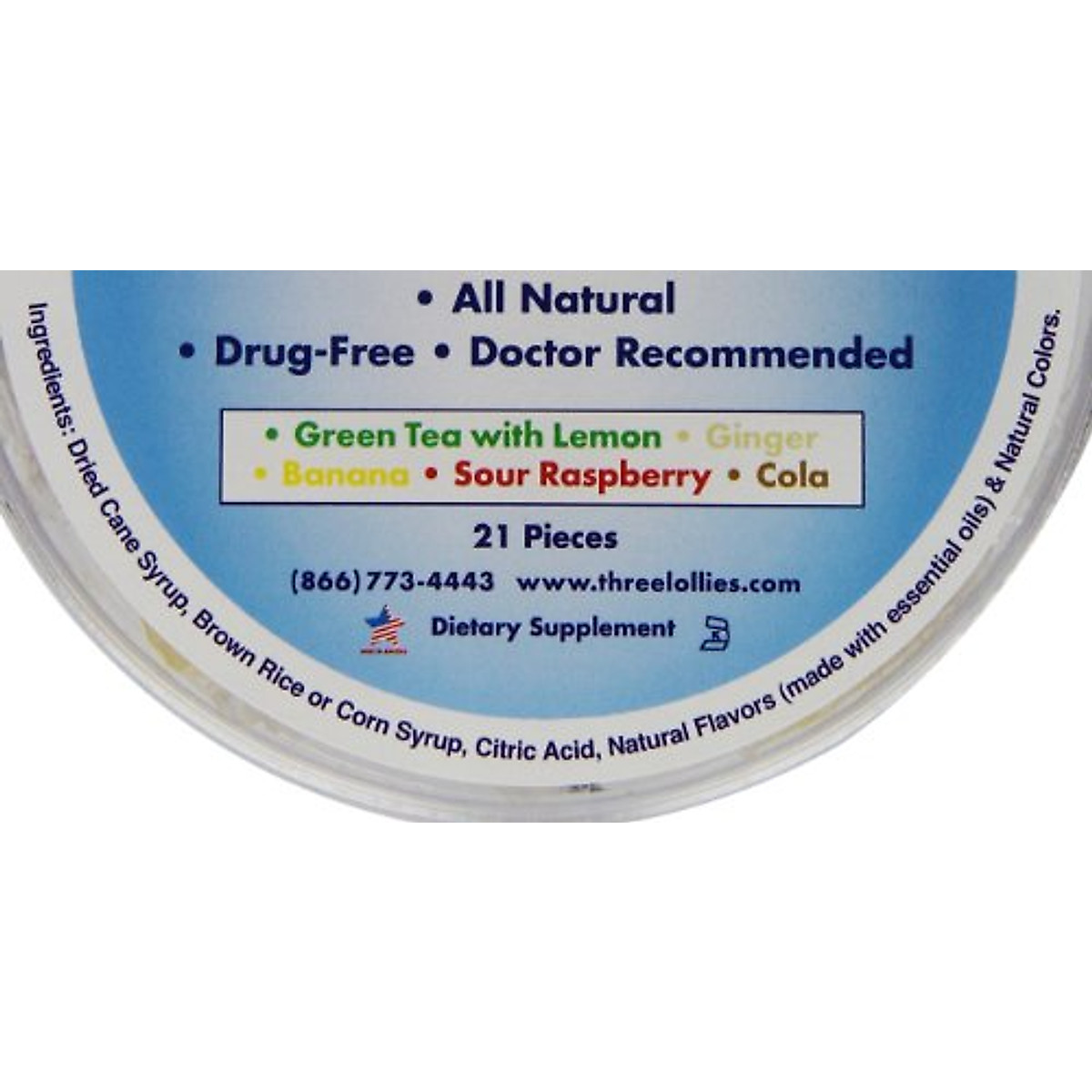 Queasy Drops | 3 Pack: 21 Drops Each | Drug Free & Gluten Free | Five Flavors: Green Tea with Lemon, Ginger, Raspberry, Banana & Cola 21 Count
