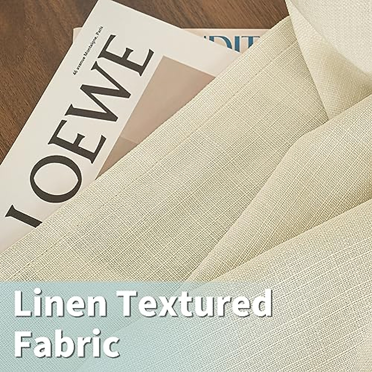 LAMIT Linen Curtains 84 Inches Long for Bedroom, Grommet Top Thick Light Filtering Drapes Privacy Semi Sheer Panels for Farmhouse/Living Room, 2 Panels Set, 52 x 84 Inch, Cream Beige