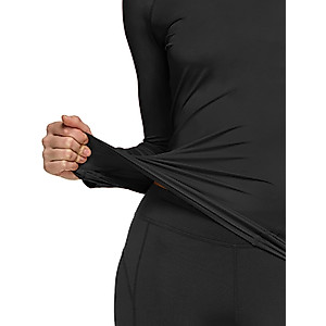 TSLA Women's Sports Compression Shirt, Cool Dry Fit Long Sleeve Workout Tops, Athletic Exercise Gym Yoga Shirts, 3pack Black/Black/Black, Small