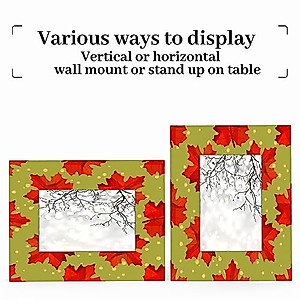 Gublec 5x7 Frame for Wall Decor Maple Leaves Red Wood Photo Frame with High-Clarity Plexiglas Picture Frames for Farmhouse Living Room Office Desk