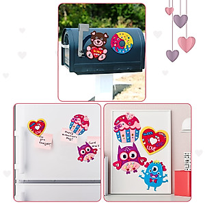 MALLMALL6 12Pcs Valentine’s Day Felt Crafts Kit Make Your Own Valentines Craft Gift DIY Fridge Magnets for Kids Valentine Decoration Supplies DIY Craft for Home Class Game Activities