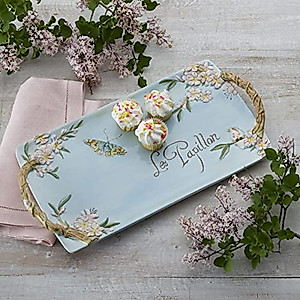 Fitz and Floyd Toulouse Handled Serving Tray, 14 Inch, Blue