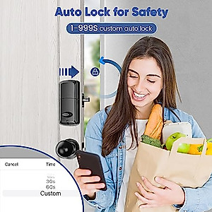 Front Door Lock Set, ADIUIVE Fingerprint Keyless Entry Door Lock with Handle, Smart Locks for Front Door, Electronic Keypad Door Lock Work with App Control Auto Lock（Keypad+Fingerprint+Key+IC+APP）