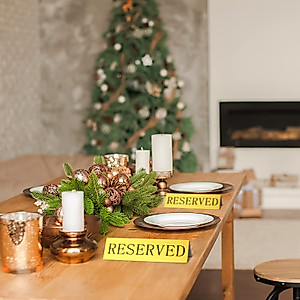 12 Pieces Table Top Reserved Sign Metal Reserved Table Signs Reserved Seating Signs Double Sided Table Tent Sign for Wedding Restaurant Family Ceremony Events, 5.91 x 3.15 Inches (Golden)