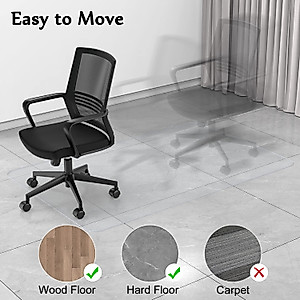 Blvornl Office Chair Mat for Hard Wood Floor, Sturdy Plastic Protector Floor Mat for Office Chair, Rectangle Transparent PVC Computer Hard Floor Chair Mat for Desk, Office, Home (Clear, 35.5 X 48in)