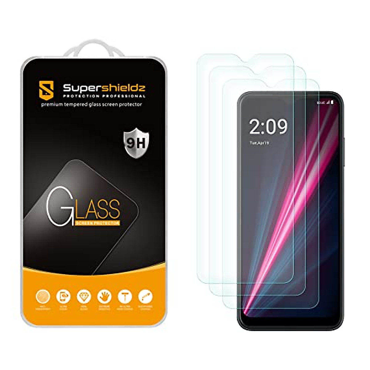 Supershieldz (3 Pack) Designed for T-Mobile Revvl 6 Pro 5G / Revvl 6x Pro 5G Tempered Glass Screen Protector, Anti Scratch, Bubble Free