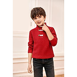 Makkrom Toddler Sweater Baby Boy Girl Turtleneck Cable Knit Sweaters Long Sleeve Christmas Outwear Spring Fall Winter Red