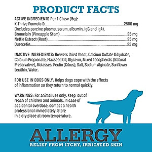 WINPRO Pet Allergy Grain-Free Plasma-Powered Soft Chews, 60 Chews, Natural Blood Protein Supplements for Dogs Providing Relief from Itchy, Irritated Skin, Made in The USA