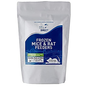 MiceDirect Frozen Mice Combo Pack of 50 Small Adult & Large Adult Feeder Mice – 25 Small Adults & 25 Large Adults - Food for Corn Snakes, Ball Pythons, & Pet Reptiles - Snake Feed Supplies