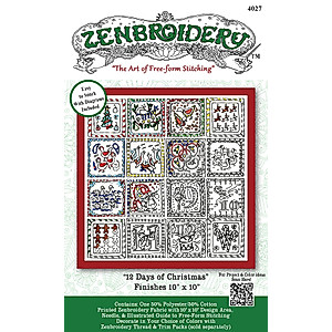 Tobin 12 Days Stamped Zenbroidery Kit, Multi-Colour