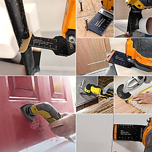 AMZWEI 97Pcs Oscillating Tool Blade, Titanium Multitool Blades with Case, Sandpaper for Grout Removal, Wood, Metal, Plastic, Oscillating Saw Blades Compatible with Dewalt Ryobi Milwaukee Rockwell