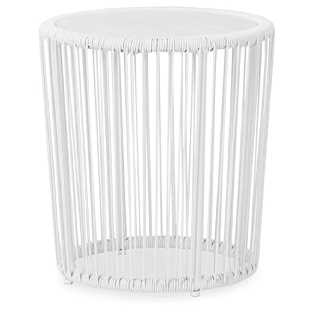 Signature Design by Ashley Mandarin Cape Casual All-weather Resin Wicker Outdoor Chairs with Table Set, Set of 3, White