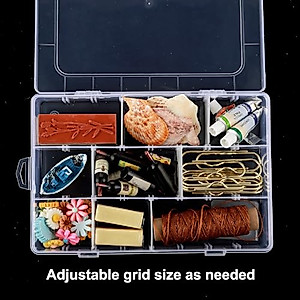 DSLSQD Bead Organizer Box, 1 Pack 12 Grids Plastic Storage Box with 18 Removable Grids Compartments, Small Plastic Jewelry Organizer Box for Beads Jewelry Earring Cosmetics Craft Tackle Pills