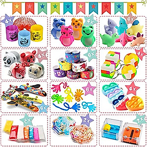 56 Pcs Party Favors Carnival Treasure Box Toys Classroom Prizes Small Mini Bulk Gifts Toys Pinata Stocking Stuffers for Kids Boys Girls 4-8 8-12 3-5, Goodie Bags Fillers for Kids Birthday Party