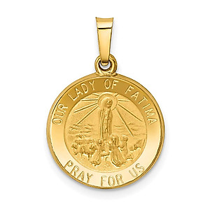 IceCarats 14K Yellow Gold Our Lady Fatima Medal Necklace Charm Pendant Only