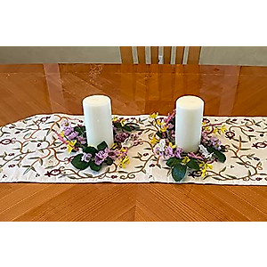 Worth Imports 12" Cherry Forsythia Daisy, Lavender, Set of 2 Candle Ring