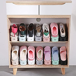 ZANBANG Shoe Slots Organizer,12Pcs Adjustable Shoe Stacker Storage Holder,Double Layer Stack Shoe Rack ZML-279 (Green)