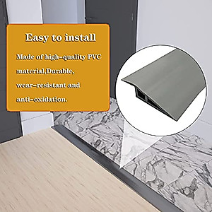 Vinyl-Floor-Transition-Threshold-Strip Self-Adhesive, Threshold 1/2''~3/5'', Door/Carpet-to-Tile-Transition-Strip Reducer, Doorway Edge Trim for Laminate Floor Mat Vinyl Tile, 3.28 Ft (Gray)
