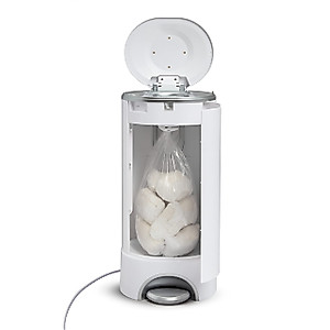 Munchkin® UV Diaper Pail #1 in Odor Control, LED UV Lights Kills 99% of Germs and Odor Causing Bacteria on Lid Surface, Includes 1 UV Snap, Seal & Toss™ Bag and 3 UV Refill Rings