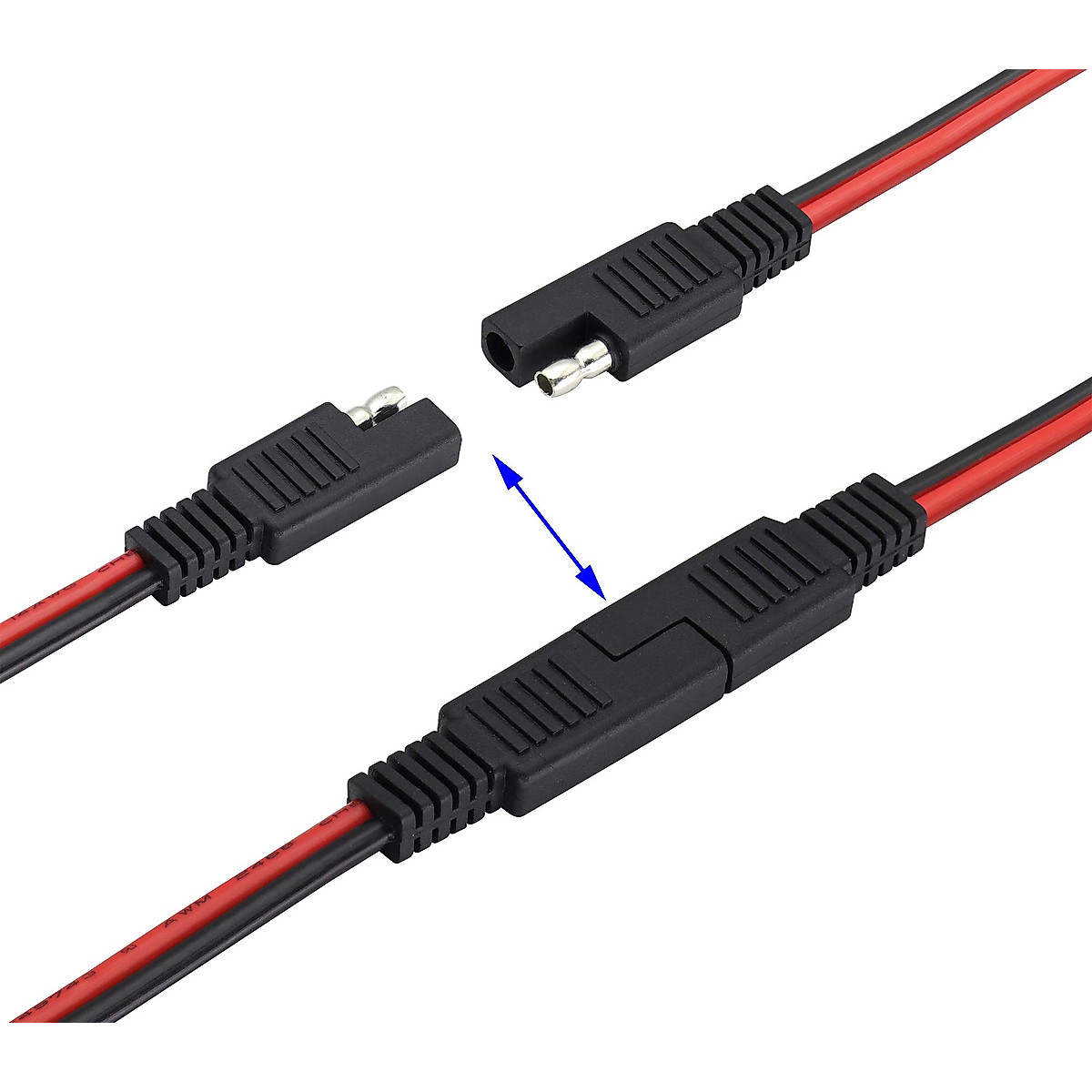 zdyCGTime SAE Plug to DC 5.5 x 2.1mm (Female and Male) Adapter Cable with SAE Polarity Reverse Adapter for Solar Panel Charger and Automotive RV Battery 14AWG (2ft/60cm)(1pair)