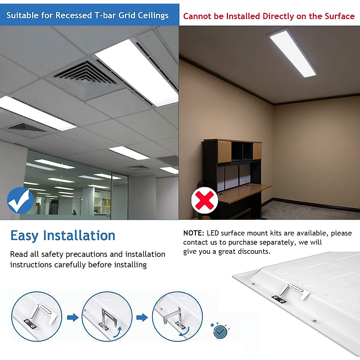 CycevSun 2x2 LED Flat Panel Light, Drop Ceiling Light 3 Color Temp Selectable & 0-10V Dimmable, 20W/30W/40W Selectable, 100-277Vac, ETL, 4 Pack