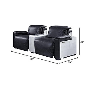Acme Misezon Power Recliner in Black Top Grain Leather & Aluminum