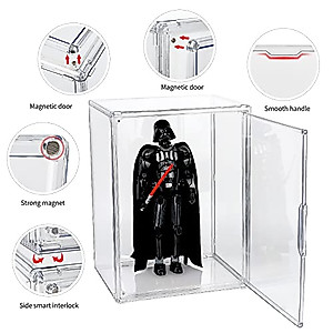 Cutora 3 Pack Clear Handbag Purse Storage Organizers for Closet, Acrylic Handbag Purse Shoes Toy Display Plastic Case, Anti Dust Luxury Stackable Bag Container Box with Magnetic Door for Pocketbook Clutch