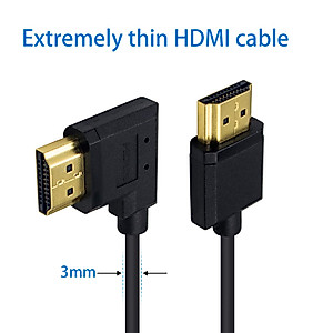 Duttek 4K HDMI Cable, HDMI to HDMI Cable, Extremely Thin Left Angled HDMI Male to Male Extender Cable for 3D and 4K Ultra HD TV Stick HDMI 2.0 Cord 0.15M/ 6 Inch