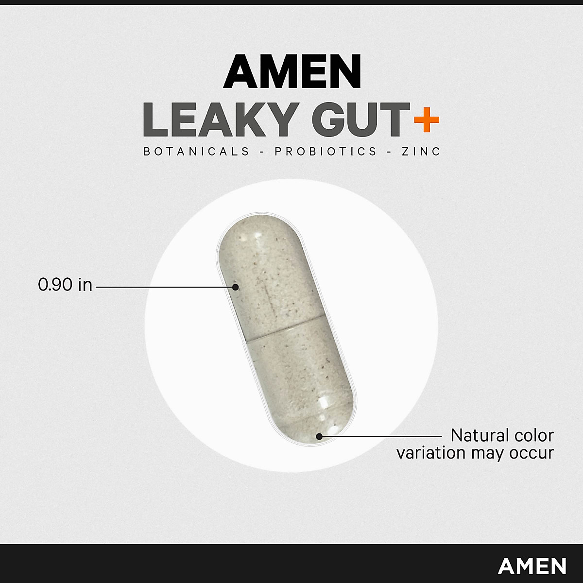 Amen Leaky Gut Supplements - Advanced Formula with Bioavailable L Glutamine, Zinc, Turmeric, Licorice Root - Bowel and Stomach Probiotics & Fermented Prebiotics - Vegan, Non-GMO - 90 Capsules