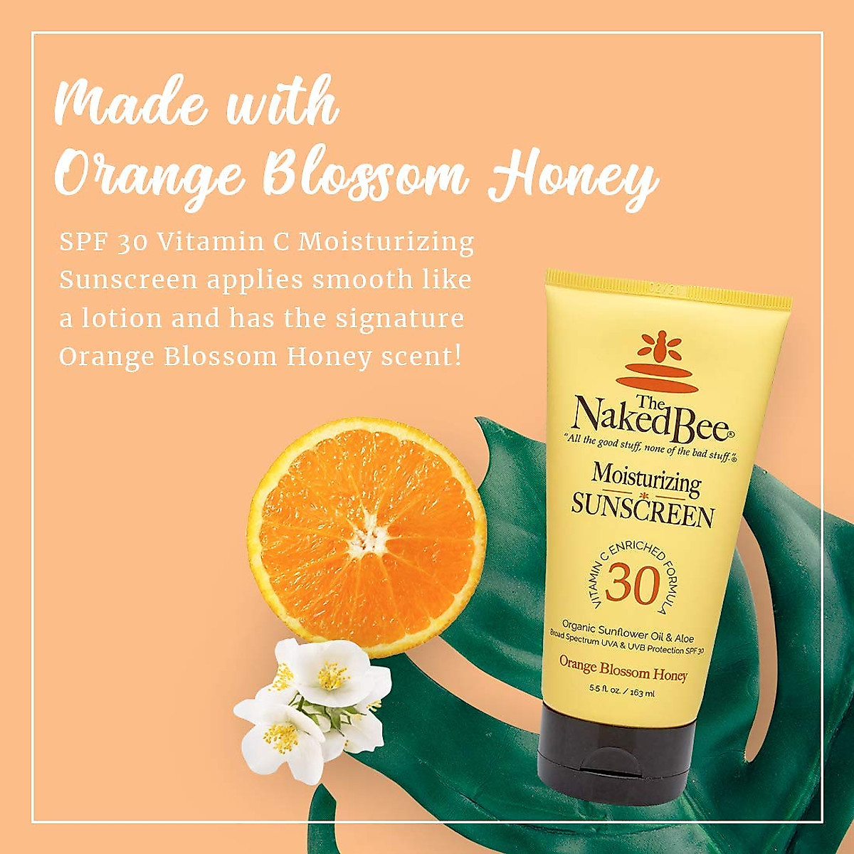 The Naked Bee Vitamin C Face & Body Sunscreen Protection (5.5 Oz) - Suncreen Moisturizing Vitamin C Cream - Sunblock - Sunflower Oil & Aloe with Spf 30