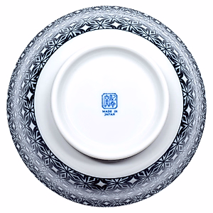 Mino Ware Japanese Wide Mouth Ceramic Bowl, Udon Ramen Noodle Soup Bowl, Ninja Design, Black