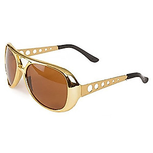 Big Mo's Toys Rockstar 50’s, 60’s Style Aviator Shades, Gold Celebrity Sunglasses 1 Pair