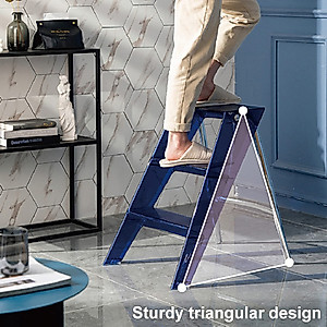 Tightstore Step Stools for Adults, 3 Step Ladder Folding Step Stool, Folding Stools for Adults Portable, Acrylic 3 Step Ladder, with Ladder and Stool