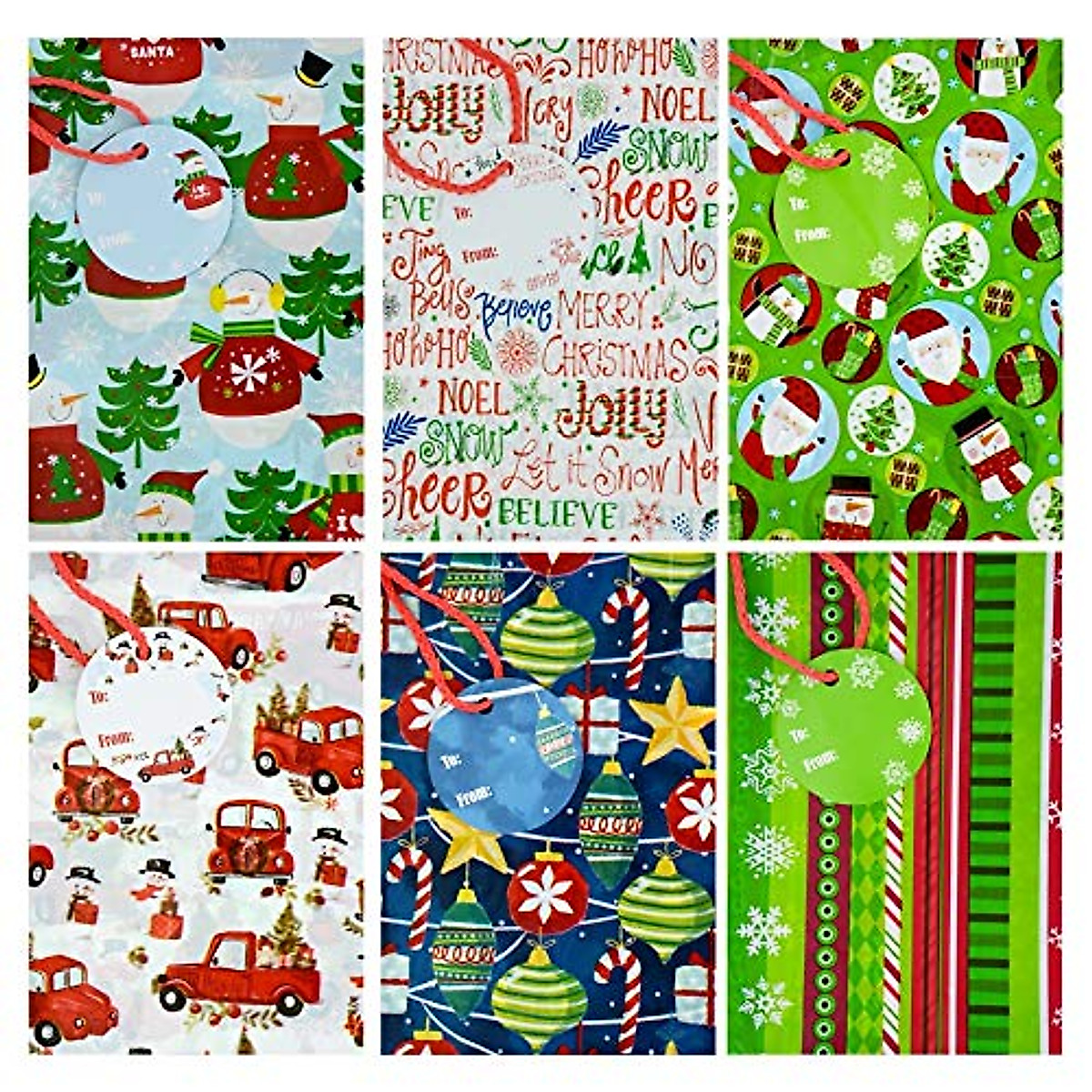 2 Giant Christmas Gift Bag 36x44" W/tie & Gift Card Set of 2