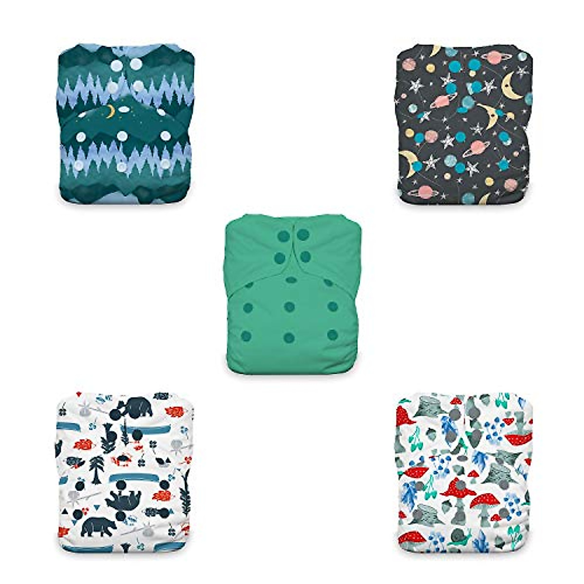 Thirsties Bundle of Adventure Cloth Diaper Collection Package, Snap Stay Dry Natural One Size All in One Cloth Diaper, Bundle of Adventure