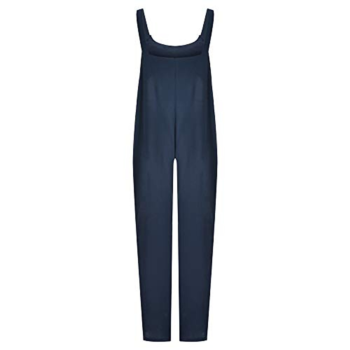 Sdeycui Women Casual Sleeveless Pockets Linen Rompers Long Pants Jumpsuits Pocket(Blue, XXL)
