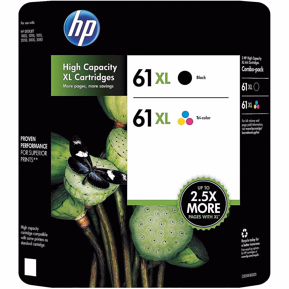 HP 61Xl High Yield Black and Tri-color Ink Cartridges Combo