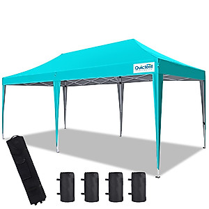 Quictent 10'x20' Heavy Duty Pop Up Canopy Tent- Easy up Outdoor Commercial Party Event Canopies, Waterproof, Easy Setup & Portable, Includes Weight Bags and Wheeled Carry Bag - Light Blue