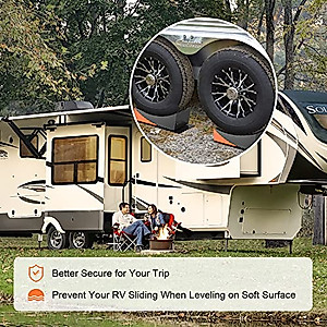 Cleyean RV Leveling Blocks, Camper Leveling Blocks Ramp Kit with 2 Levelers, 2 Chocks, 2 Anti-Slip Mats and Carrying Bag, Double Non-Slip Design, Up to 35,000 lbs, Perfect for Travel Trailers Campers