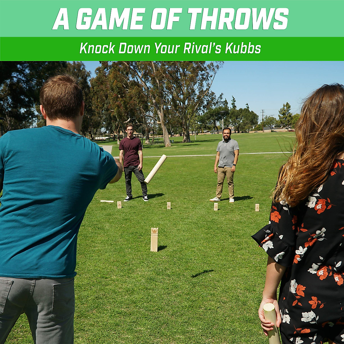 GoSports Kubb Viking Clash Toss Game Set for Kids & Adults