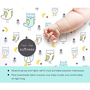 Pack n Play Sheets, BROLEX 2 Pack Mini Crib Sheets,Stretchy Portable Fitted Playard Sheet Set, Convertible Playard Mattress Cover,Ultra Soft Breathable Material,Arrow Owl
