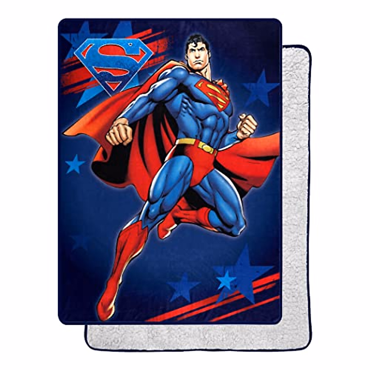 Northwest Superman American Hero Oversized Silk Touch Sherpa Throw Blanket, 60" x 80"