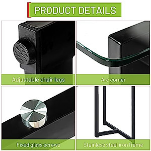 FurnitureR 47" Modern Rectangular Dining Table with Spacious Tempered Glass Tabletop & Black Legs Elegant for Home Kitchen Restaurant